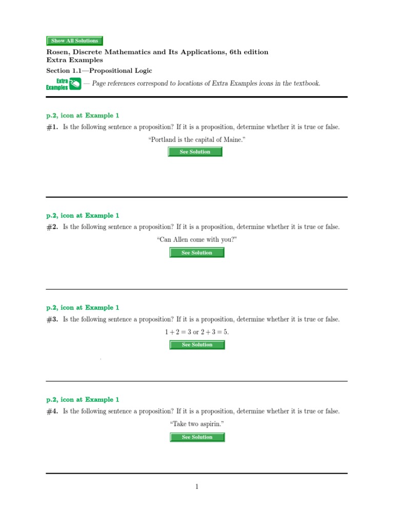 Rosen, Discrete Mathematics and Its Applications, 6th Edition Extra Examples | PDF ...