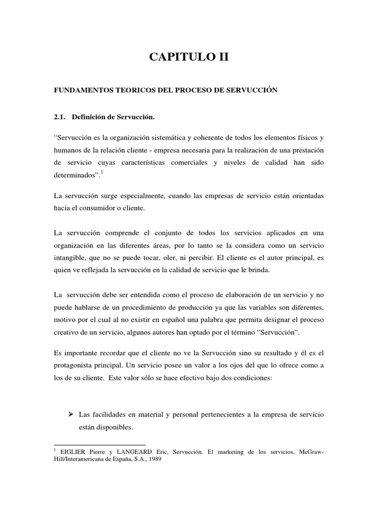 CAPITULO II Servuccion | PDF | Marketing | Gestión de la calidad