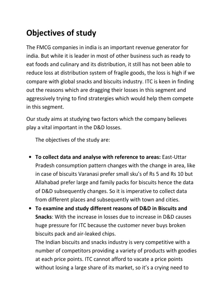 Objectives of Study: To Collect Data and Analyse With Reference To ...