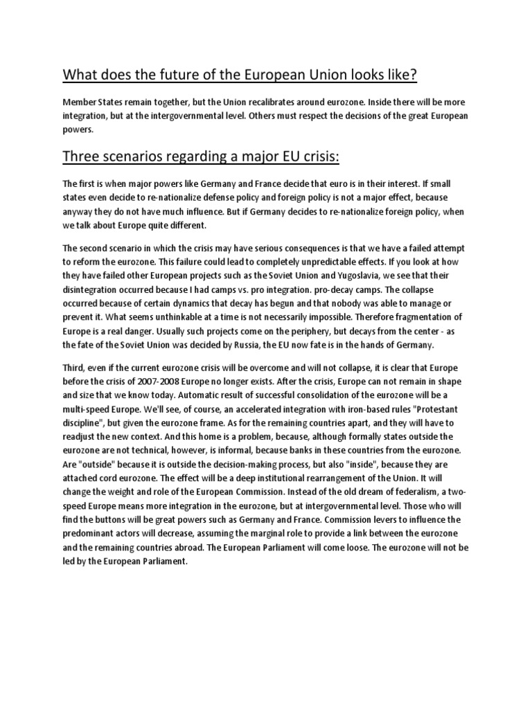 What Does The Future of The European Union Looks Like | PDF | Eurozone ...