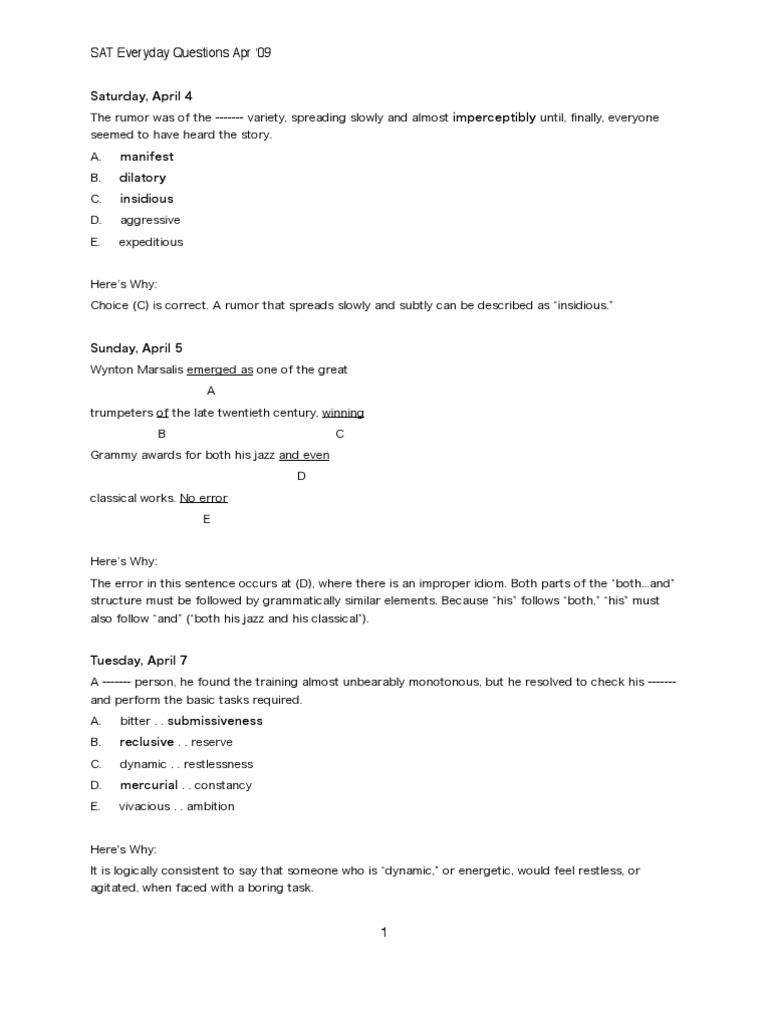 SAT Everyday Questions 09-04 | Grammar | Syntax