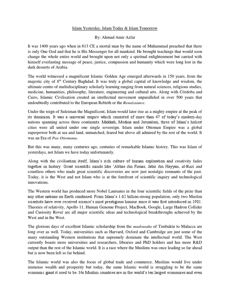 Islam Yesterday, Islam Today & Hope for Tomorrow | PDF | Prophets And ...