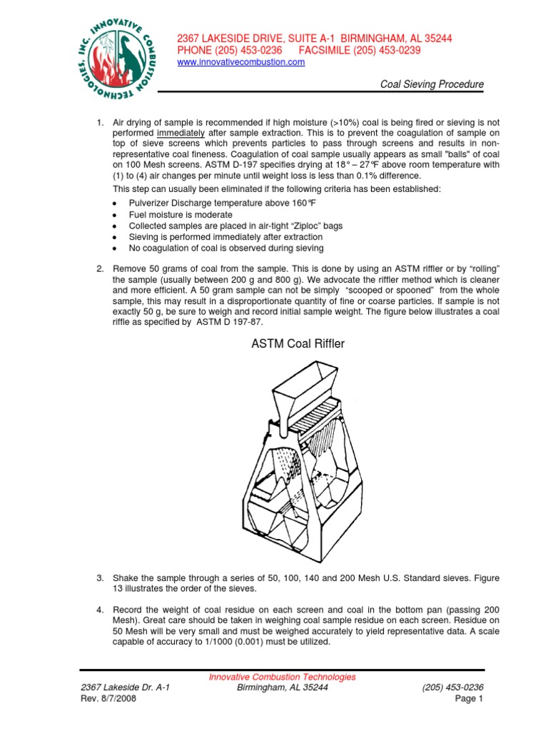 Coal Sieving Procedure | Download Free PDF | Coal | Chemistry