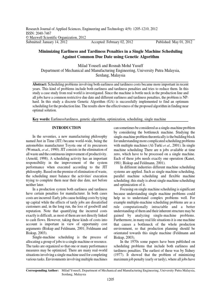 Scheduling | PDF | Genetic Algorithm | Mathematical Optimization
