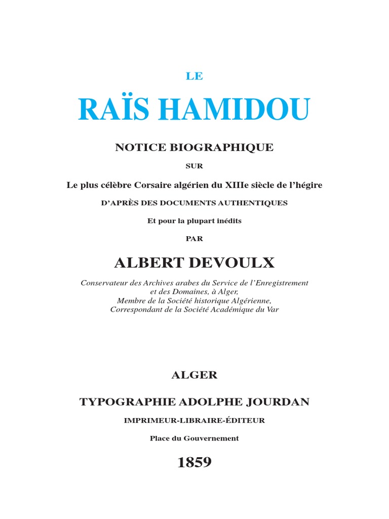 Albert Devoulx Rais Hamidou | PDF | Histoire