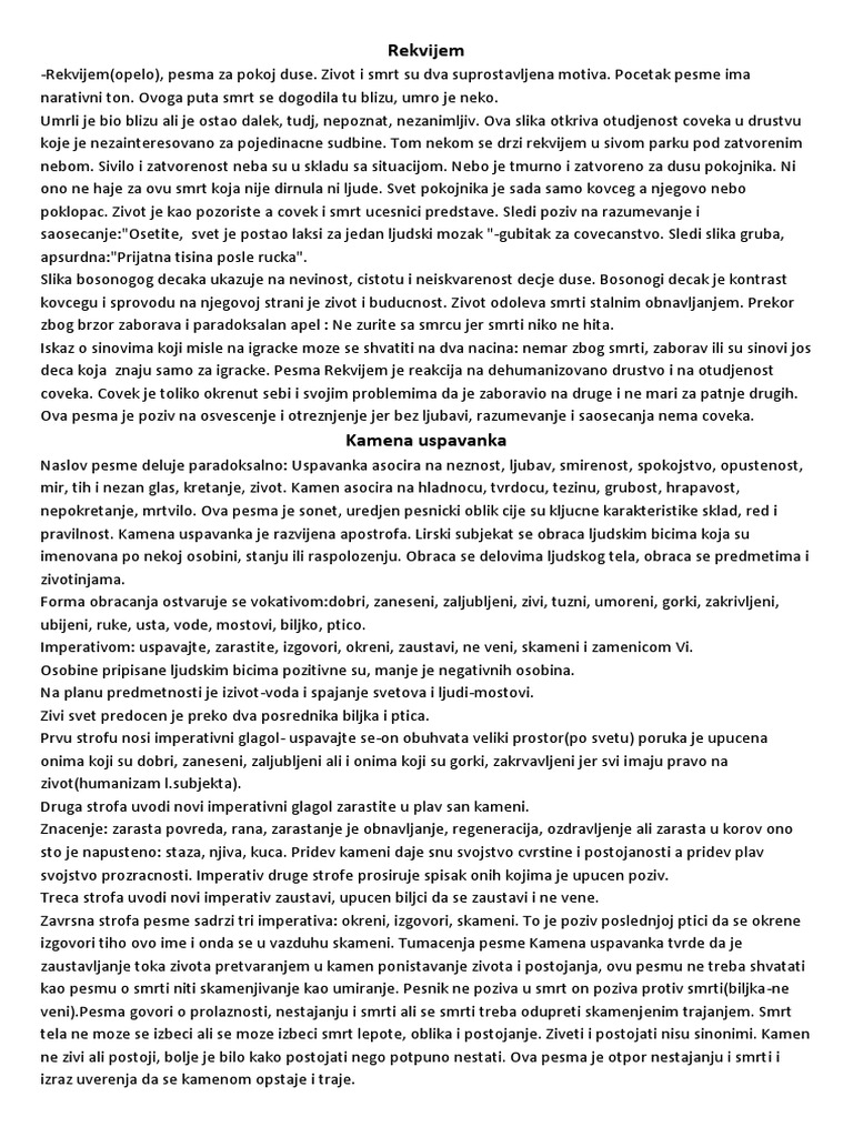 Rekvijem I Kamena Uspavanka | PDF