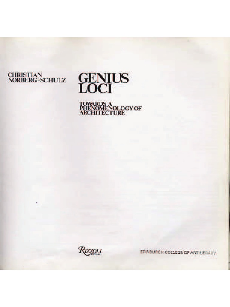 Genius Loci Towards A Phenomenology of Architecture | PDF