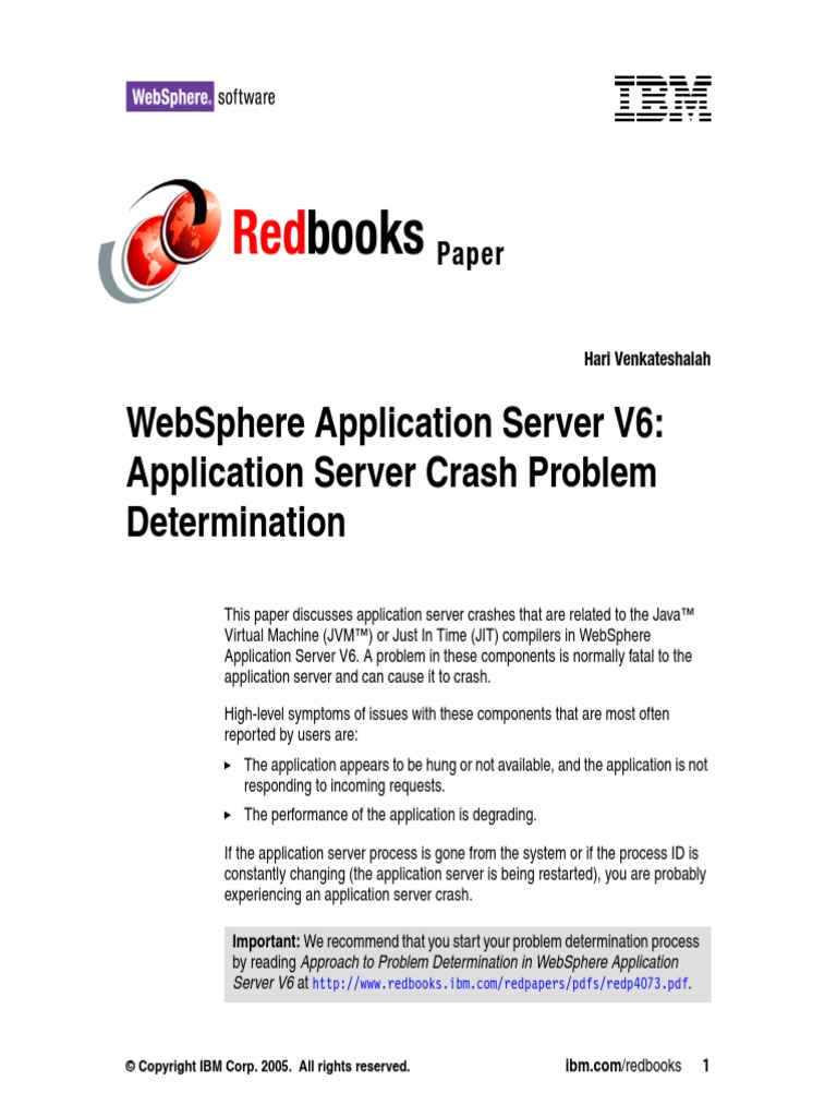 Books: Websphere Application Server V6: Application Server Crash Problem Determination | PDF ...