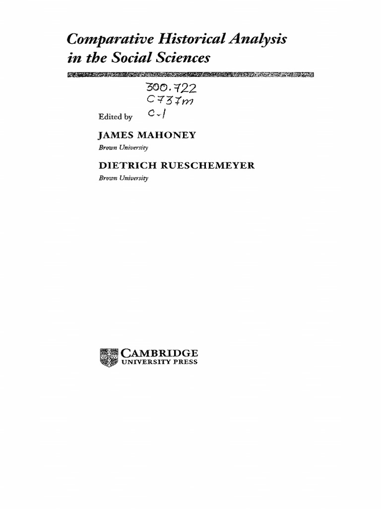 Comparative Historial Analysis in The Social Sciences. How Institutions ...