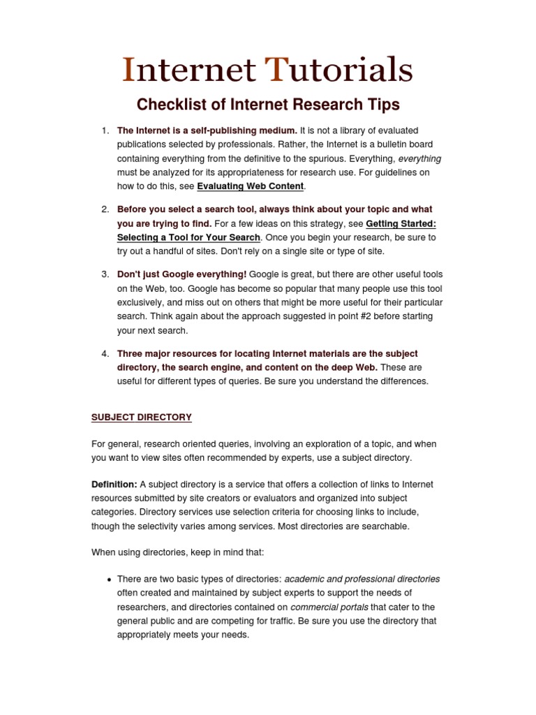 Internet Research Tips Guide | PDF | Web Search Engine | World Wide Web