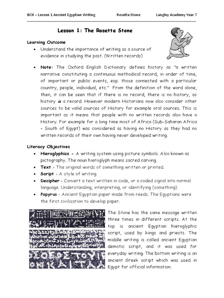 Lesson 1 Rosetta Stone | PDF | Egyptian Hieroglyphs | Ancient Egypt