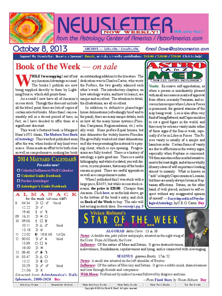 Astroamerica Newsletter Dated October 08, 2013 | PDF | Planets In ...