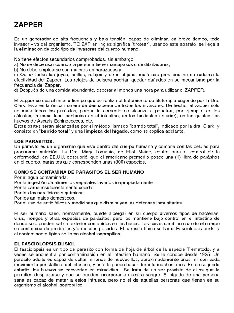 Manual Zapper | PDF | Parasitismo | Heces