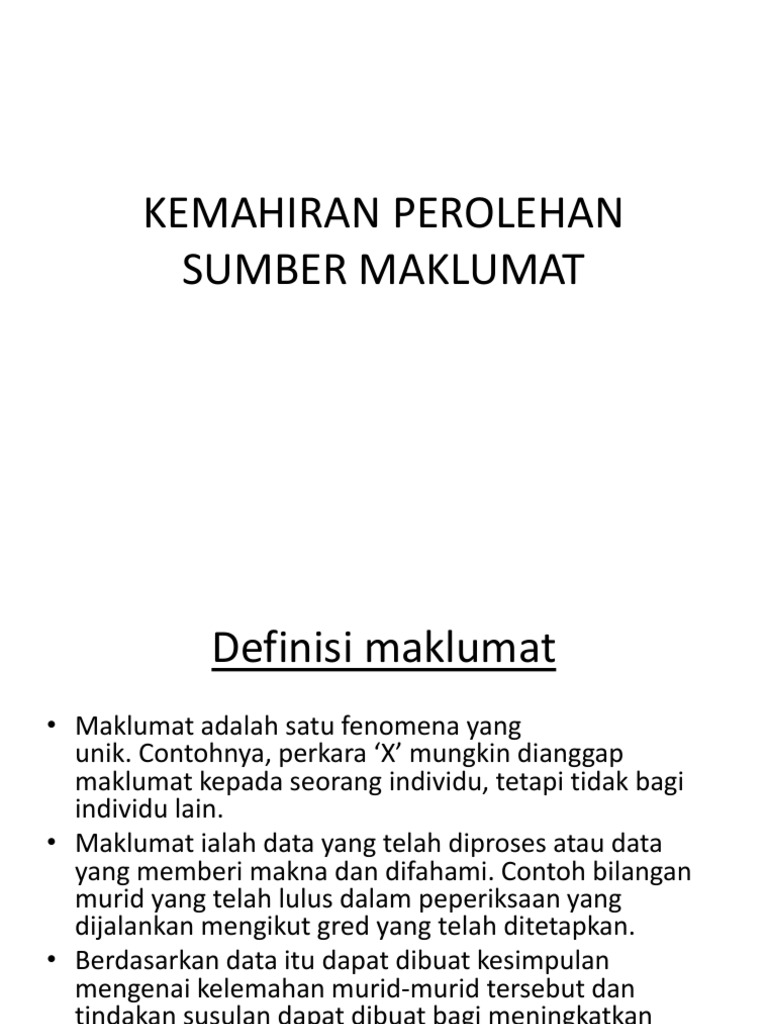 Kemahiran Perolehan Sumber Maklumat | PDF