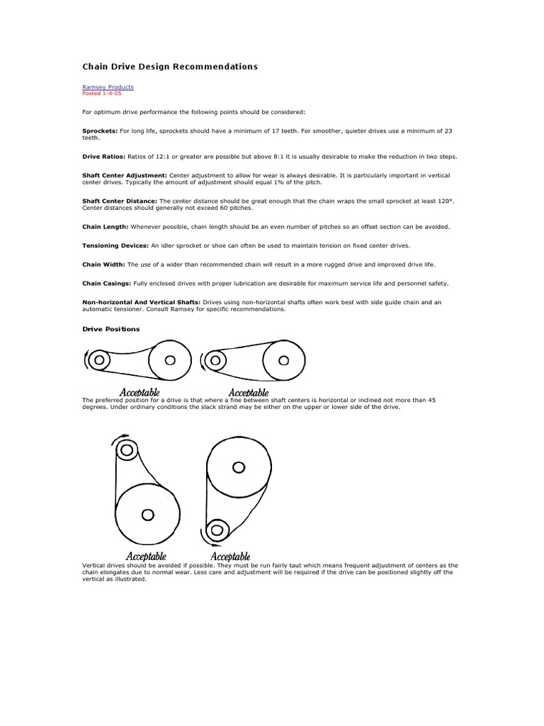Chain Drive Design Recommendations | PDF