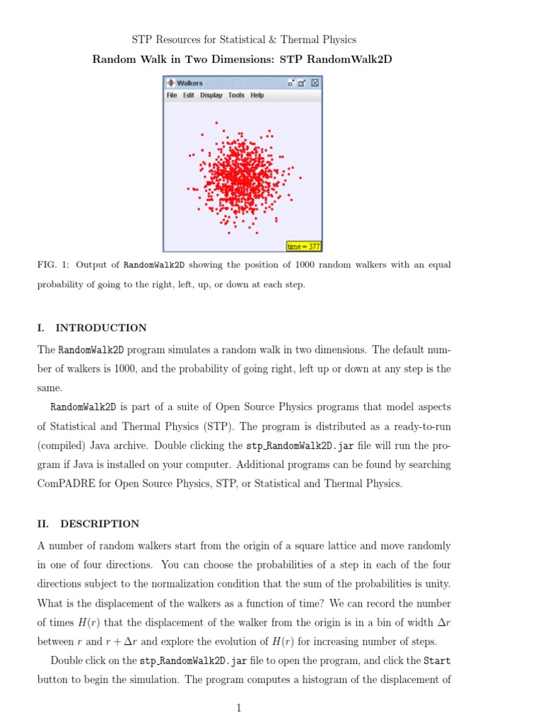 2D Random Walk Simulation in STP | PDF | Mean | Randomness