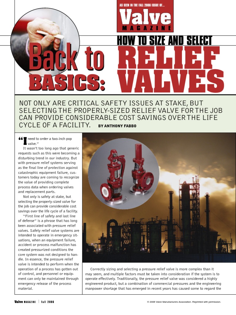 Valve Magazine Fall-2006 PSVs Sizing | PDF | Valve | Oil Refinery