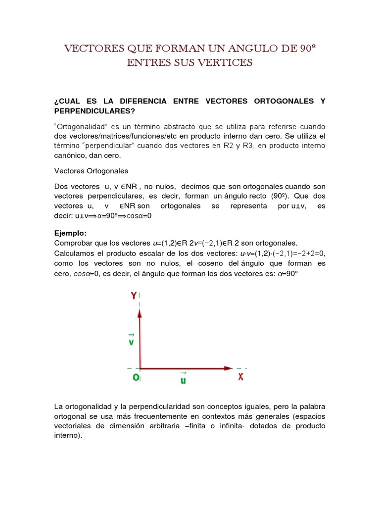 Vectores Ortogonales y Perpendiculares | PDF