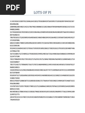 First 100 Digits Of Pi Printable