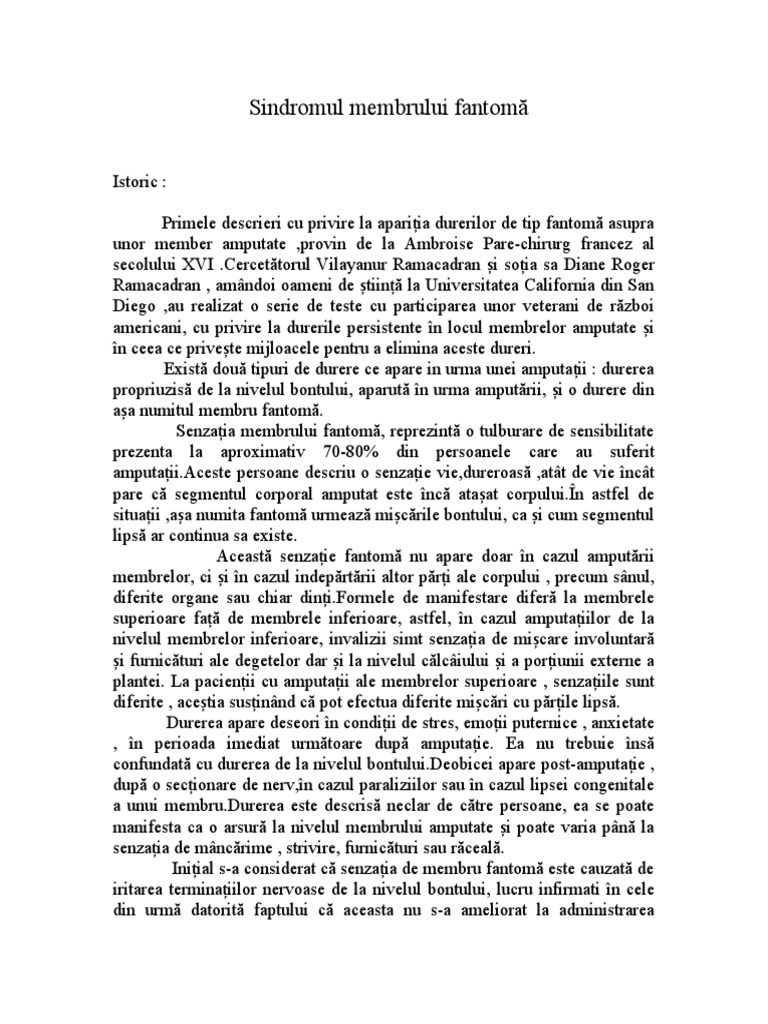 Sindromul Membrului Fantoma | PDF