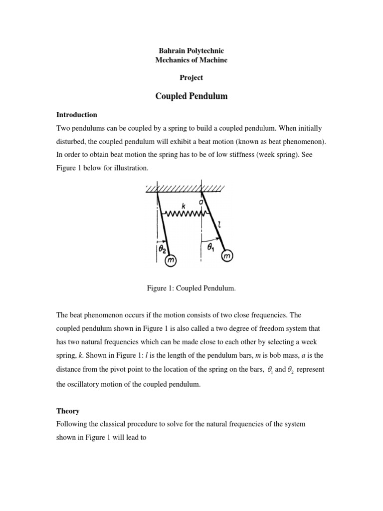 Coupled Pendulum | Download Free PDF | Pendulum | Oscillation