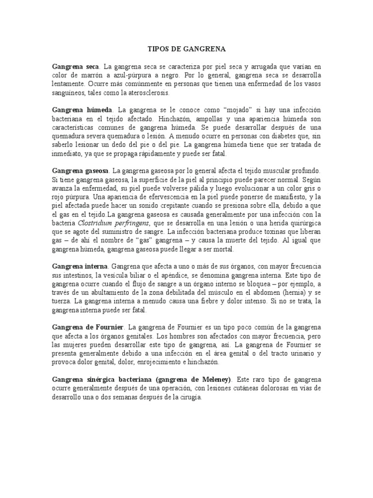 Tipos de Gangrena | PDF | Ciencias de la Salud | Medicina CLINICA