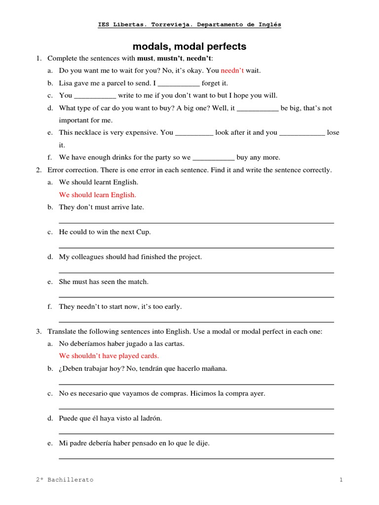 Modales y Modales Perfectos