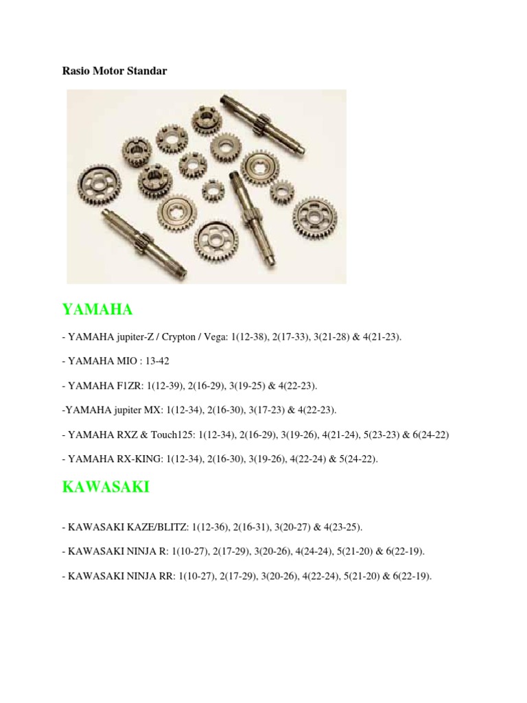 Ukuran Rasio Motor Standar | PDF