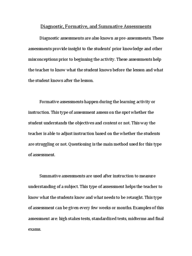 EDRL 442 - Diagnostic, Formative, and Summative Assessments | PDF