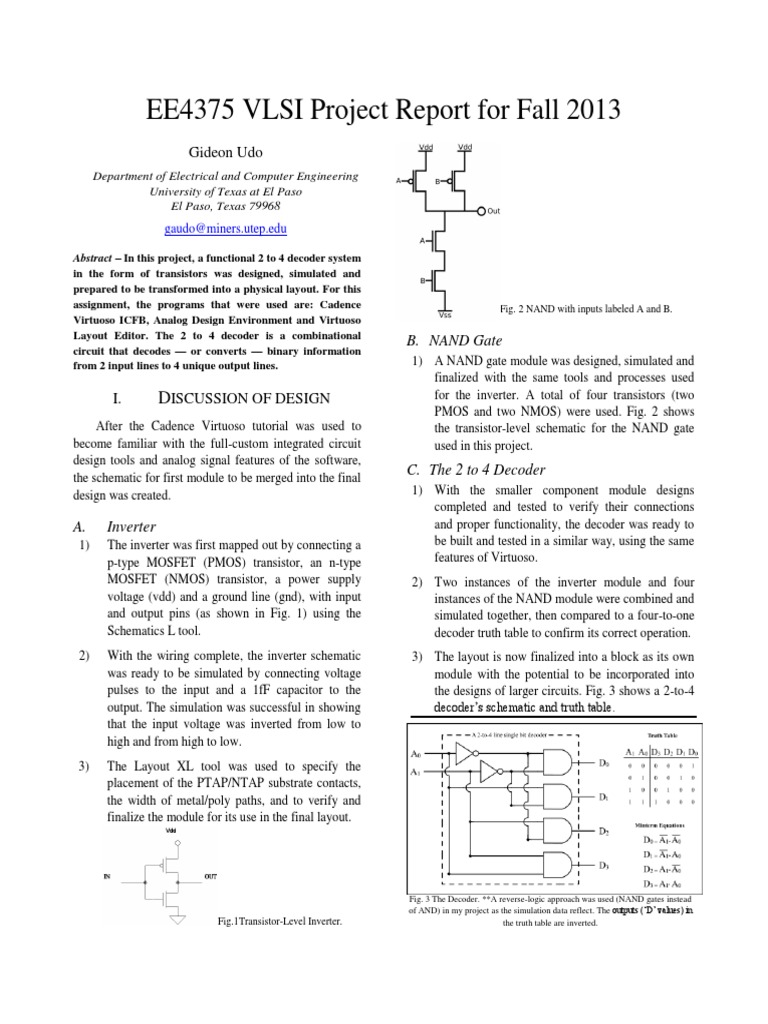 VLSI Design: 2 to 4 Decoder | Mosfet | Electronic Circuits