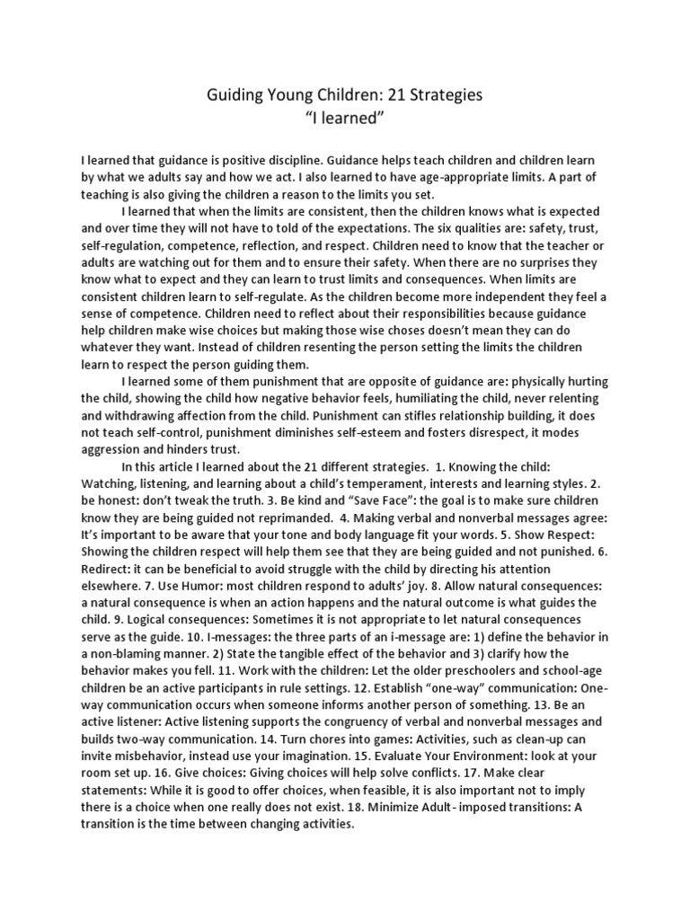 Positive Guidance for Young Children | PDF | Self Control | Self-Management