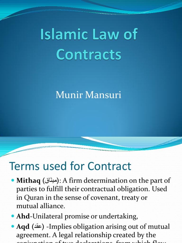 Islamic Contract Law Terminology | PDF | Islamic Banking And Finance ...