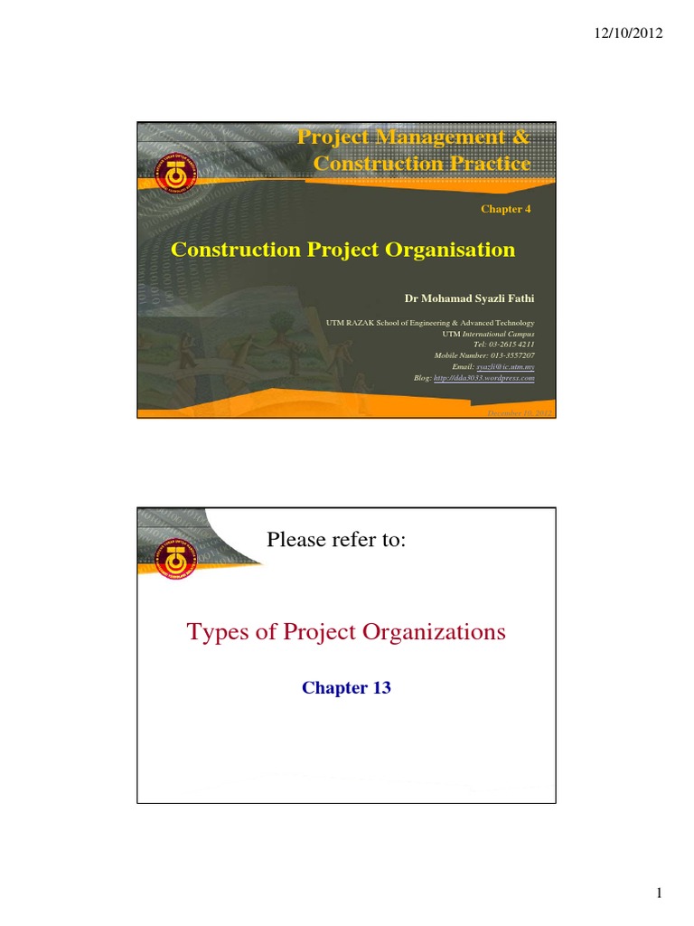 Construction Project Organization Types | PDF | Project Manager ...