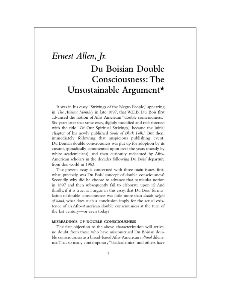 Du Boisian Double Consciousness Explored | PDF | W. E. B. Du Bois | Self