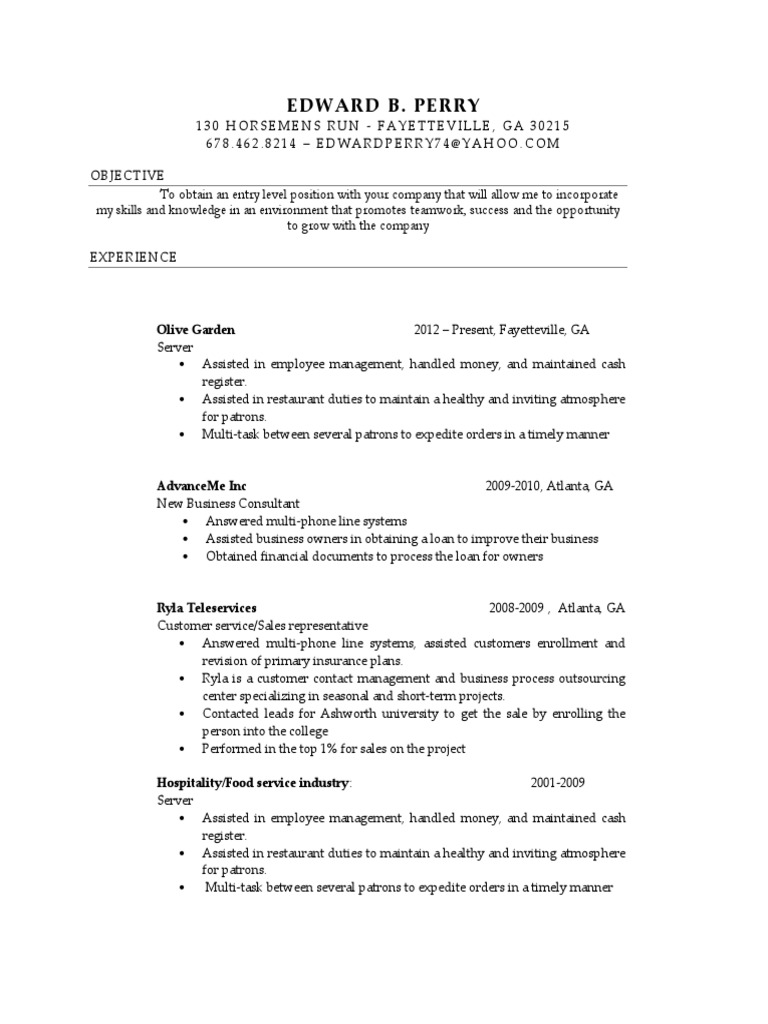Edward Perry's Resume Overview | PDF