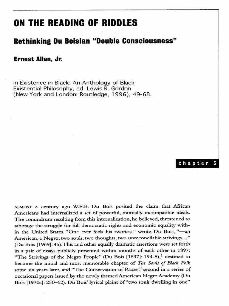 Rethinking Du Bois' Double Consciousness | PDF | W. E. B. Du Bois ...