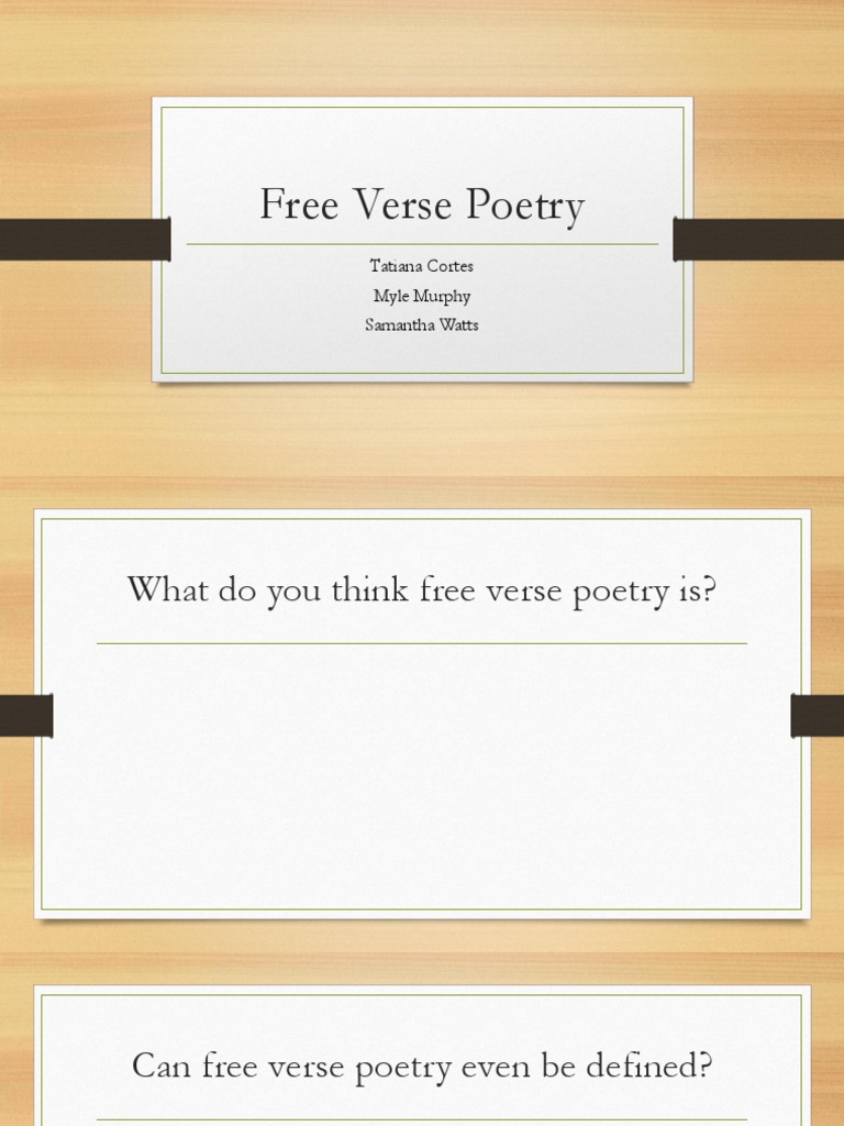 Free Verse Poetry Exploration | PDF