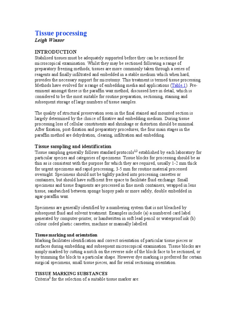 Tissue Processing | PDF | Fixation (Histology) | Ethanol