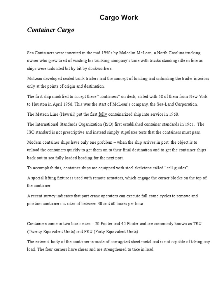 Container Cargo | PDF | Containerization | Shipping