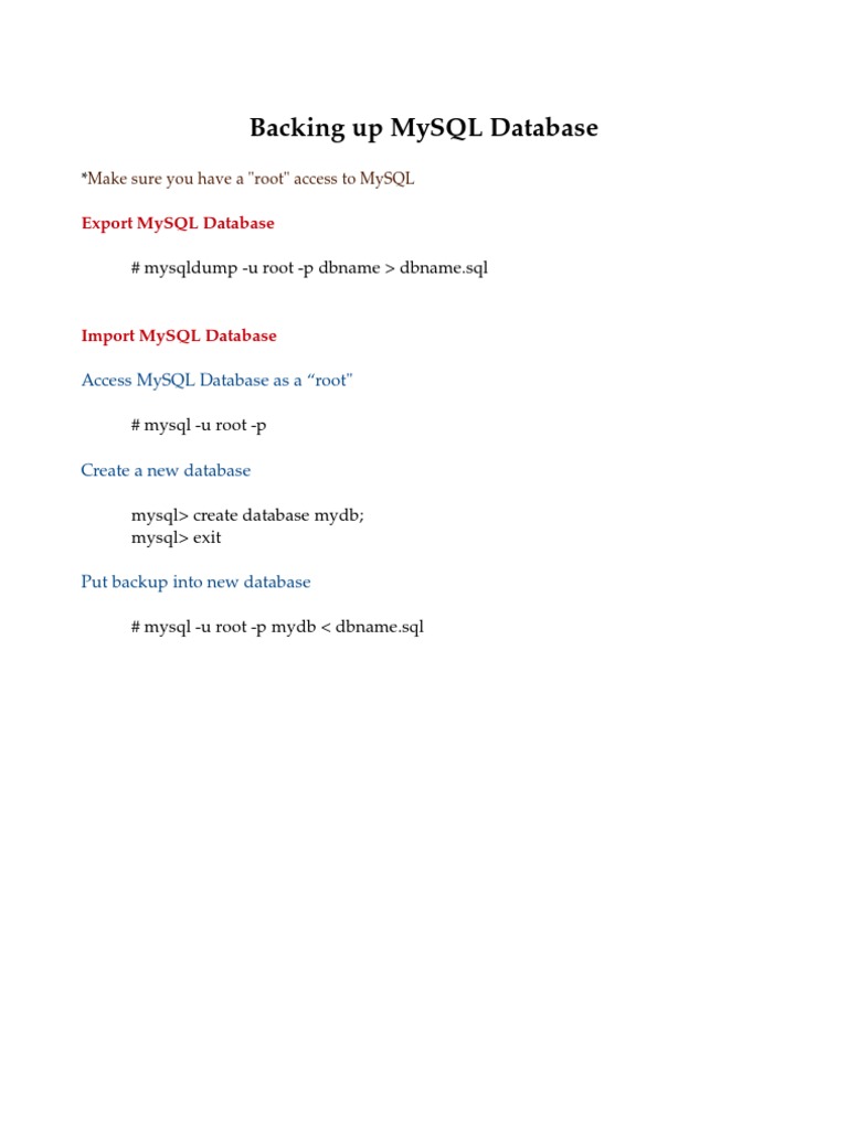 Backup Mysql Database | PDF