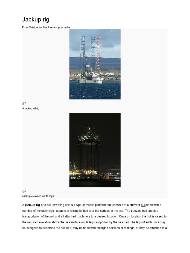 Jackup Rig | PDF | Water Transport | Watercraft
