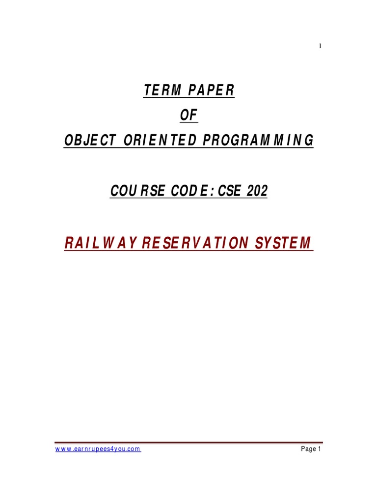 Project Report On Railway Reservation System | PDF | Software Testing ...