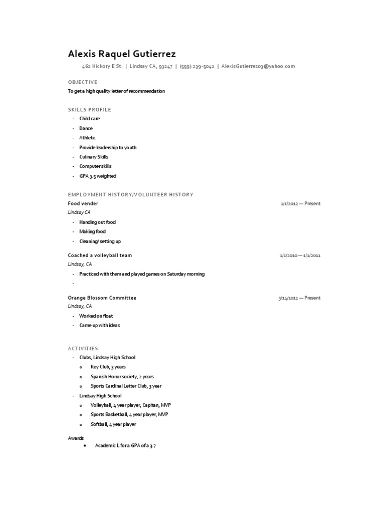 Alexis Resume | PDF | Career & Growth | Wellness