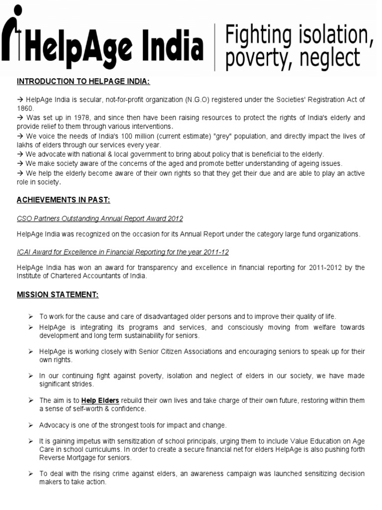 Helpage India | PDF | Health Sciences | Old Age