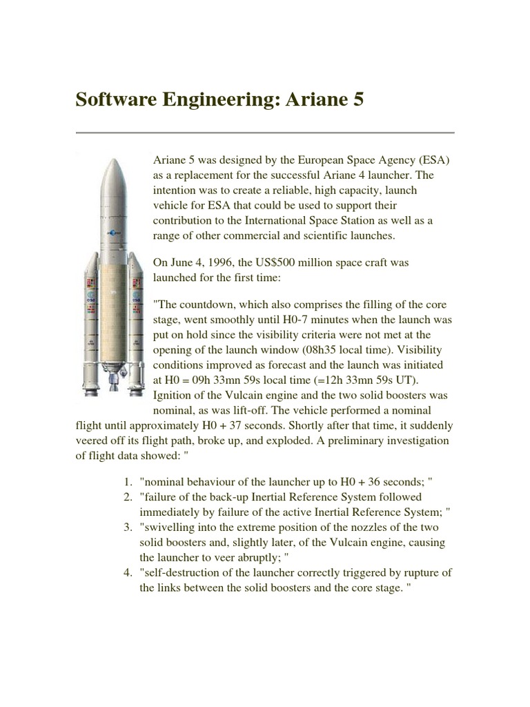 Ariane 5 Explosion | Download Free PDF | Software Bug | Computing