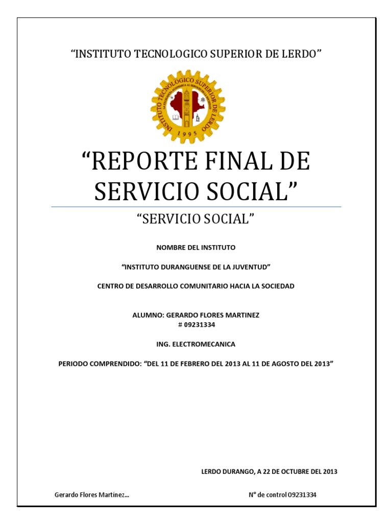 Reporte Final Servicio Social | PDF | Sociedad | Institución