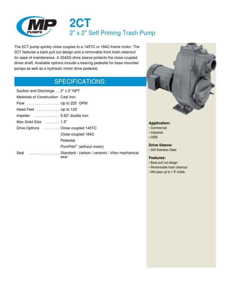 2CT 2CT Self Priming Centrifugal Trash Pump | PDF