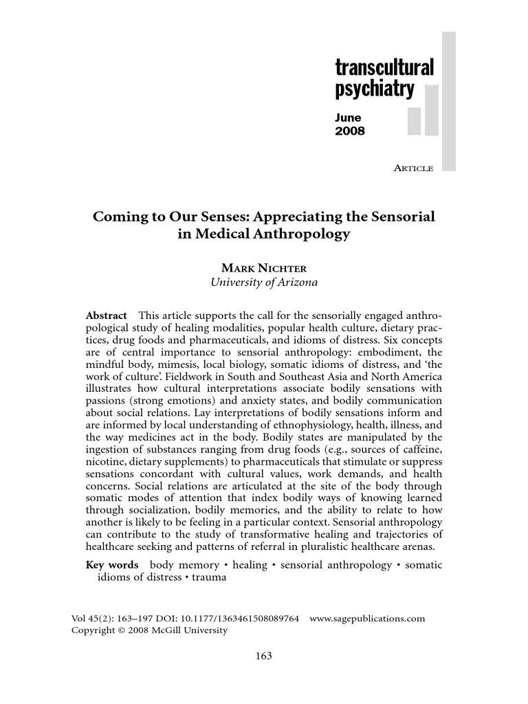 Coming To Our Senses:Appreciating The Sensorial in Medical Anthropology | PDF | Ayurveda | Smoking