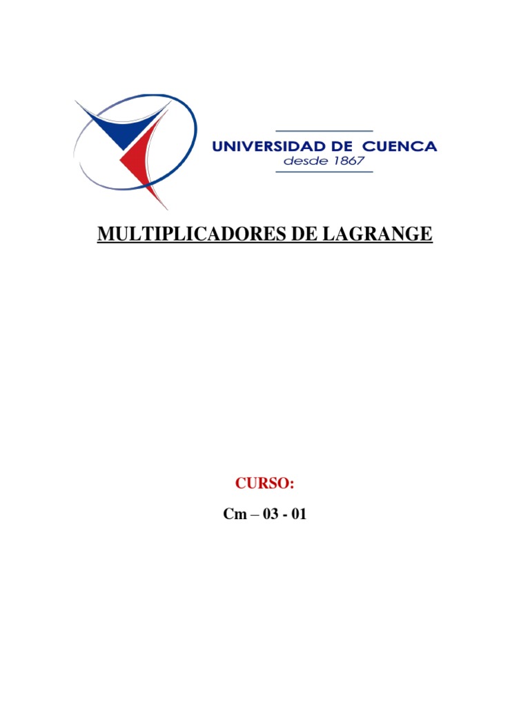 Multiplicadores de Lagrange | PDF | Optimización Matemática | Análisis matemático