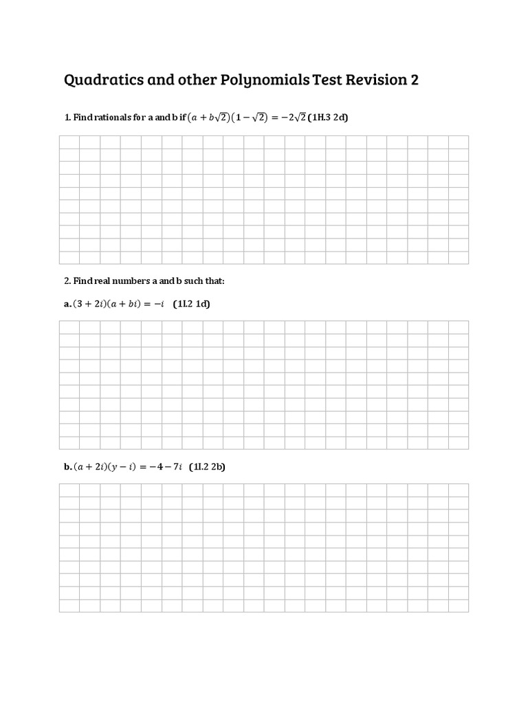 Quadratics and Other Polynomials Test Revision | PDF | Science ...